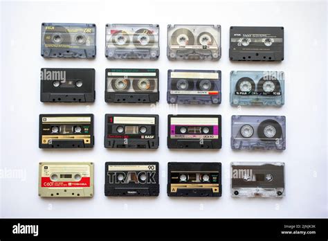 Sofia Bulgaria August 12 2022 Collection Of Old Audio Cassette Tapes Isolated On White