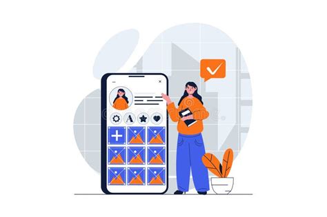 Social Network Web Concept With Character Scene Vector Illustration Stock Vector Illustration