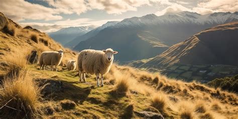 Premium Ai Image Ai Generated Ai Generative Sheep Grazing On