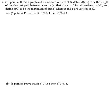 Solved 7 10 Points If G Is A Graph And U And V Are Chegg Com