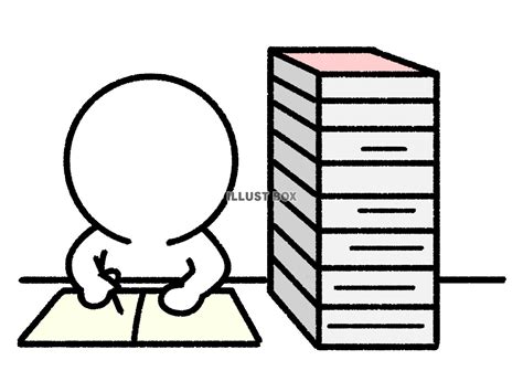 無料イラスト 書類に書き込む棒人間
