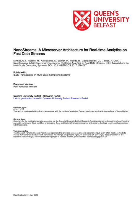 Pdf Nanostreams A Microserver Architecture For Real Time Analytics