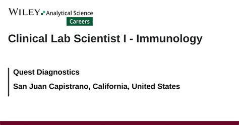 Clinical Lab Scientist I Immunology Job With Quest Diagnostics 3466