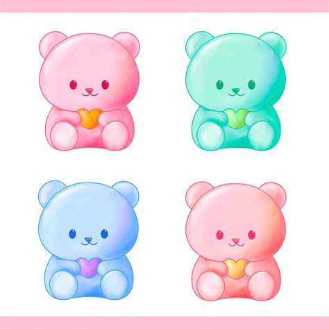 Premium Vector Cute Kawaii Colourful Gummy Bears Set Bundle