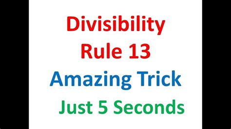 Divisibility Rule 13 Fast Trick Youtube