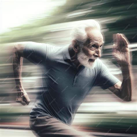Premium Photo Elderly Man Running Fast With Motion Blur Effect Ai