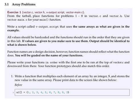 Solved Exercise 1 Vector C Vector H V Output Script Chegg