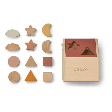 Liewood Ludwig Wooden Shape Sorting Game Pink Smallable