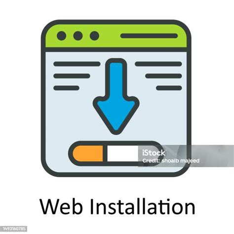 웹 설치 벡터 채우기 개요 아이콘 디자인 그림입니다 흰색 배경에 서 및 웹 기호 Eps 10 파일 노트북에 대한 스톡 벡터 아트 및 기타 이미지 Istock