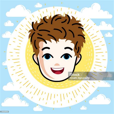 소년의 얼굴 인간의 머리입니다 벡터 문자 세련 된 머리와 함께 행복 한 빨간 머리 대 감정에 대한 스톡 벡터 아트 및 기타 이미지 Istock