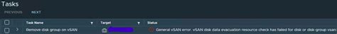 General VSAN Error VSAN Disk Data Evacuation Resource Check Has Failed For Disk Or Disk Group
