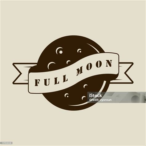 보름달 로고 벡터 빈티지 일러스트 템플릿 아이콘 그래픽 디자인 배너 기호 또는 고립 된 스타일의 기호가있는 달 0명에 대한 스톡 벡터 아트 및 기타 이미지 Istock