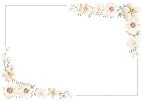 고립 된 벡터 수채화 꽃 프레임 프리미엄 벡터