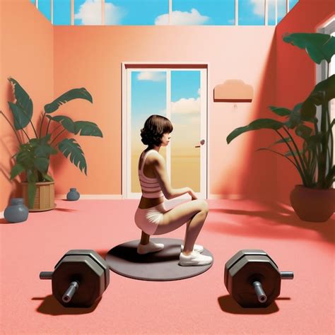 Premium AI Image Woman Doing Squats On Gym Mat Generative AI