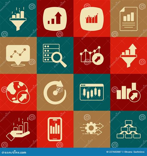 Set Hierarchy Organogram Financial Growth Sales Funnel With Chart Server Graph Infographic
