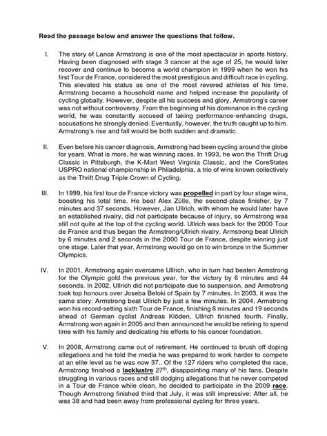 Sample Test 3 Pdf Tour De France Cycle Racing