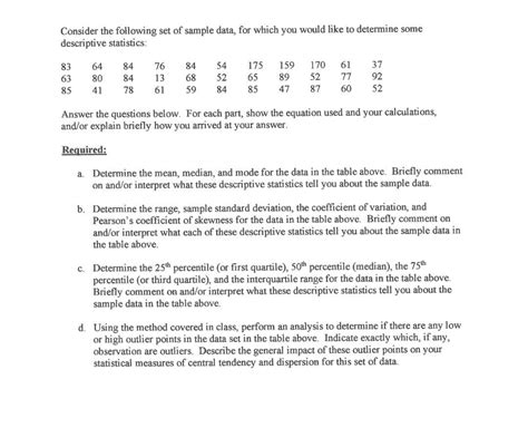 Solved Consider The Following Set Of Sample Data For Which Chegg