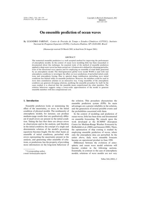 Pdf On Ensemble Prediction Of Ocean Waves