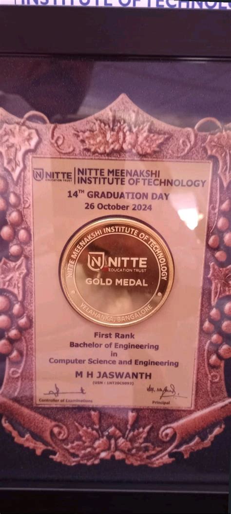 Jaswanth Kiran On Linkedin Nmit Goldmedal 12 Comments