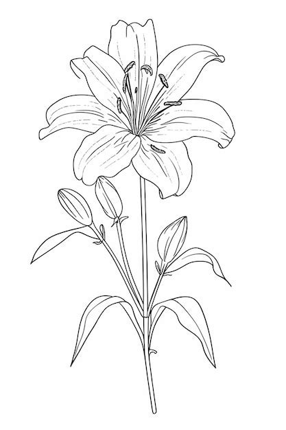 백합 꽃 그림입니다 프리미엄 사진