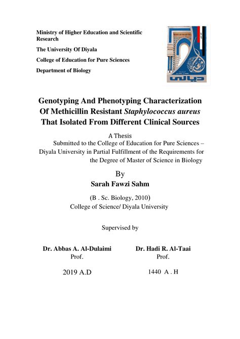 Pdf Genotyping And Phenotyping Characterization Of Methicillin