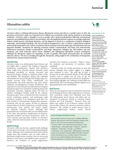 Ulcerative Colitis Epidemiology And Treatment Pdf Ulcerative