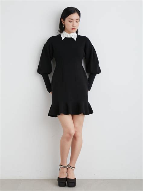 れなし 【美品】lily Brown ローゲージニットワンピース レディース フリー にてご