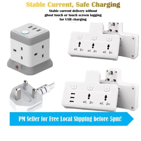 Cube Extension Lead With USB SG Ready Stock Way Power Strip With USB Ports M Extension