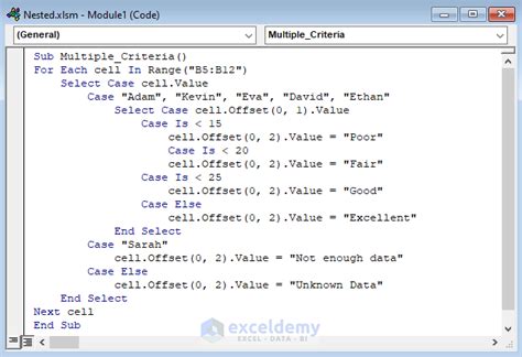 How To Use Nested Select Case With Vba In Excel 3 Examples