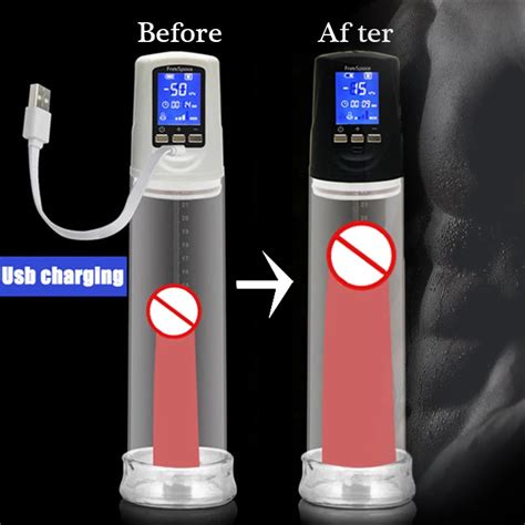 Male Usb Rechargeable Penis Pump Enlarger Led Automatic Penis Enlargement Enhancer Vacuum Pump
