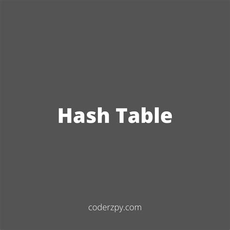 Implementation Of A Hash Table In Python Coderz Py