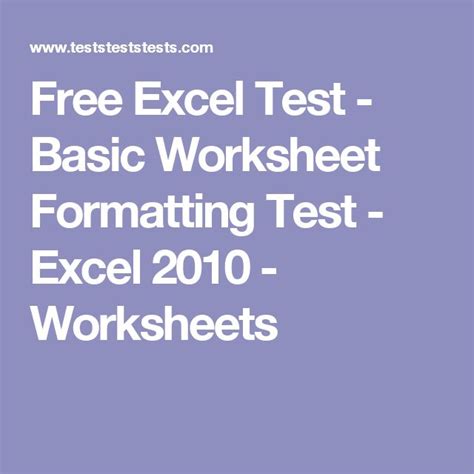 Free Excel Test Basic Worksheet Formatting Test Excel 2010
