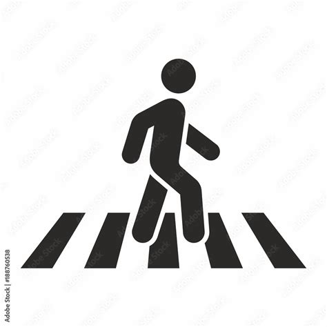 Pedestrian Crossing Icon Zebra Crossing Vector Icon Isolated On White