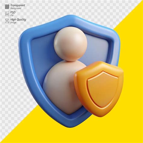 Premium Psd 3d Abstract Character Shielded By Security Icon