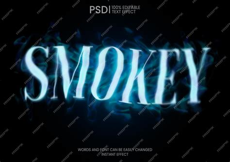 Текстовый эффект синего дыма Бесплатно Psd Файл
