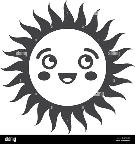 Funny Sun With Face Icon In Flat Style Summer Sunshine Emoji Vector