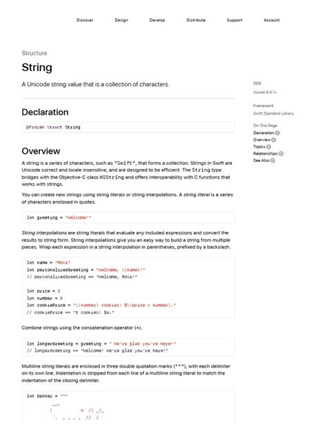 String Swift Standard Library Apple Developer Documentation Pdf