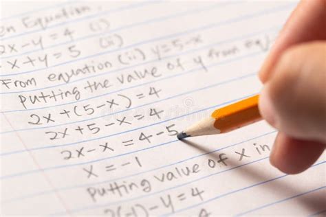 Algebra Mathematic Exercise Test Paper Stock Image Image Of Number