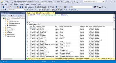 Obtener Los Permisos Asignados En SQL Server Analytics Lane