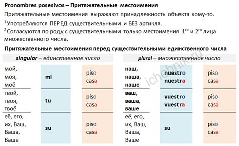 Испанский язык Pronombres Posesivos Притяжательные местоимения