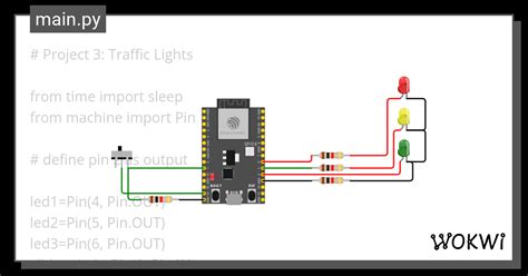 Project 3 Traffic Lights Copy Wokwi ESP32 STM32 Arduino Simulator