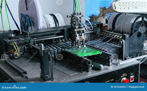 Smd Surface Mount Technology Device In The Process Of Assembling Parts Of Pcb Printed Circuit