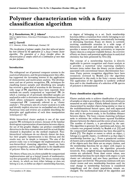 pdf polymer characterization with a fuzzy classification algorithm