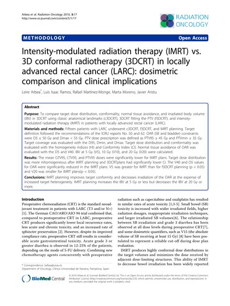 Pdf Intensity Modulated Radiation Therapy Imrt Vs 3d Conformal Radiotherapy 3dcrt In