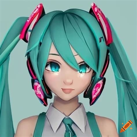 Hatsune Miku Headshot On Craiyon