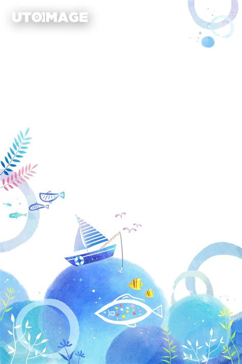 바다풍경 008 Spai206 프리진 일러스트 수채화 물감 브러쉬 종이 디자인소스 배경 바탕 백그라운드