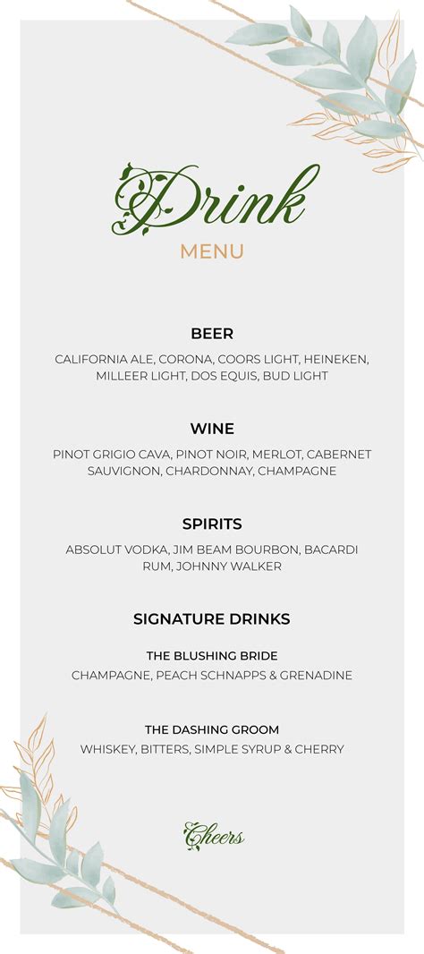 Drink Menu Templates