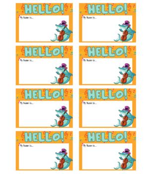 Name Tags Hello Cello Orange JEM Digital Template PDF By Dennis Frayne