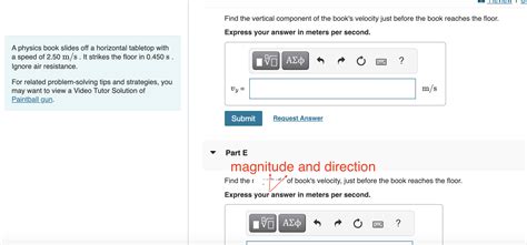 Solved Find The Vertical Component Of The Book S Velocity Chegg Com