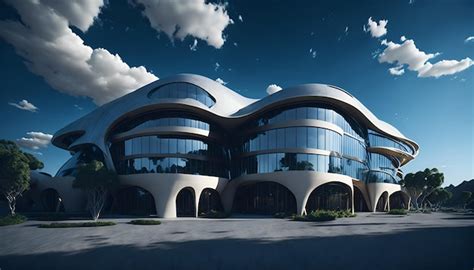 Un Edificio Con Un Techo Curvo Y Un Techo Curvo Foto Premium